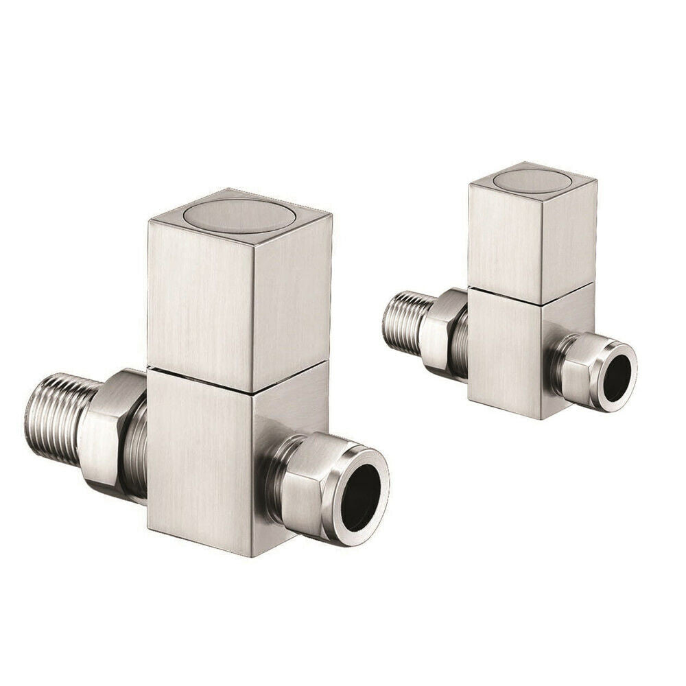 Straight Brushed Chrome Manual Square Radiator Valves (Pair) – CC ...
